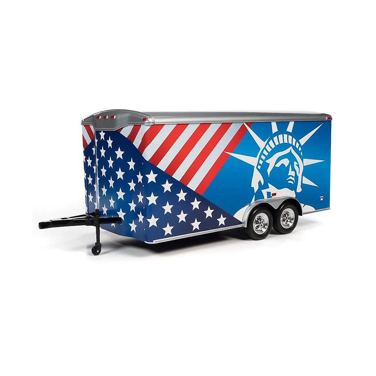 ModelToyCars Four Wheel Enclosed Trailer,Red,White and Blue Acme AMM1284 1/18 Scale Diecast Model Replica