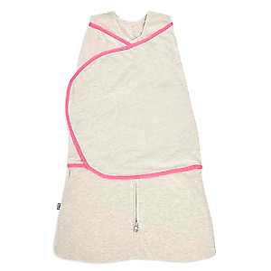 HALO Baby Sleepsack Swaddle Wearable Blanket, 3-Way Adjustable Infant Sleepsack, TOG 1.5, Ideal Temp, Oatmeal/Pink, Newborn, 0-3 Months, 6-12 Pounds