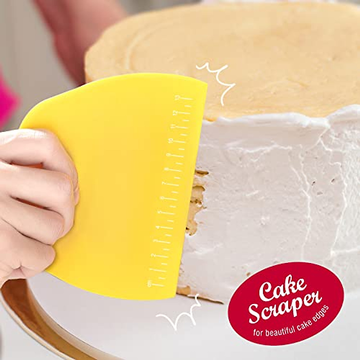 Teenitor 2 Pieces Dough Scraper Food safe Plastic Dough Cutter Bench Scraper,Cutter Multipurpose Food Scrapers for Dough, Cake, Bread