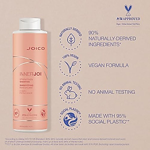 Joico InnerJoi Strengthen Shampoo and Conditioner | For Damaged, Color-Treated Hair | Sulfate & Paraben Free | Naturally-Derived Vegan Formula | 33.8 oz