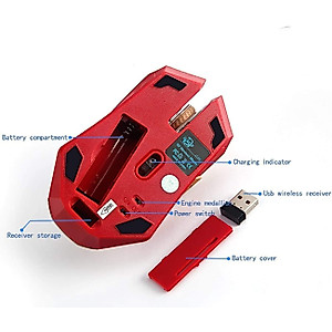 Fitzladd Gaming Wireless Mouse, Six-Button Silent Iron Man Mouse 2.4G with USB Nano Receiver for Laptop and PC (Gold)