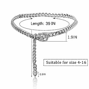 Bniealsy Boho Belly Chain Silver Metal Belt Body Chains Chunky Belly Link Waist Sexy Body Jewelry for Women and Girls (B-Silver)