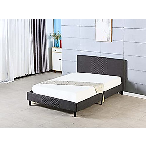 UMATRU King Size Upholstered Platform Bed Frame with Modern Headboard, Wooden Slats Support, No Box Spring Needed for Boys Girls Teens Adults, Under Bed Storage (Grey, King)