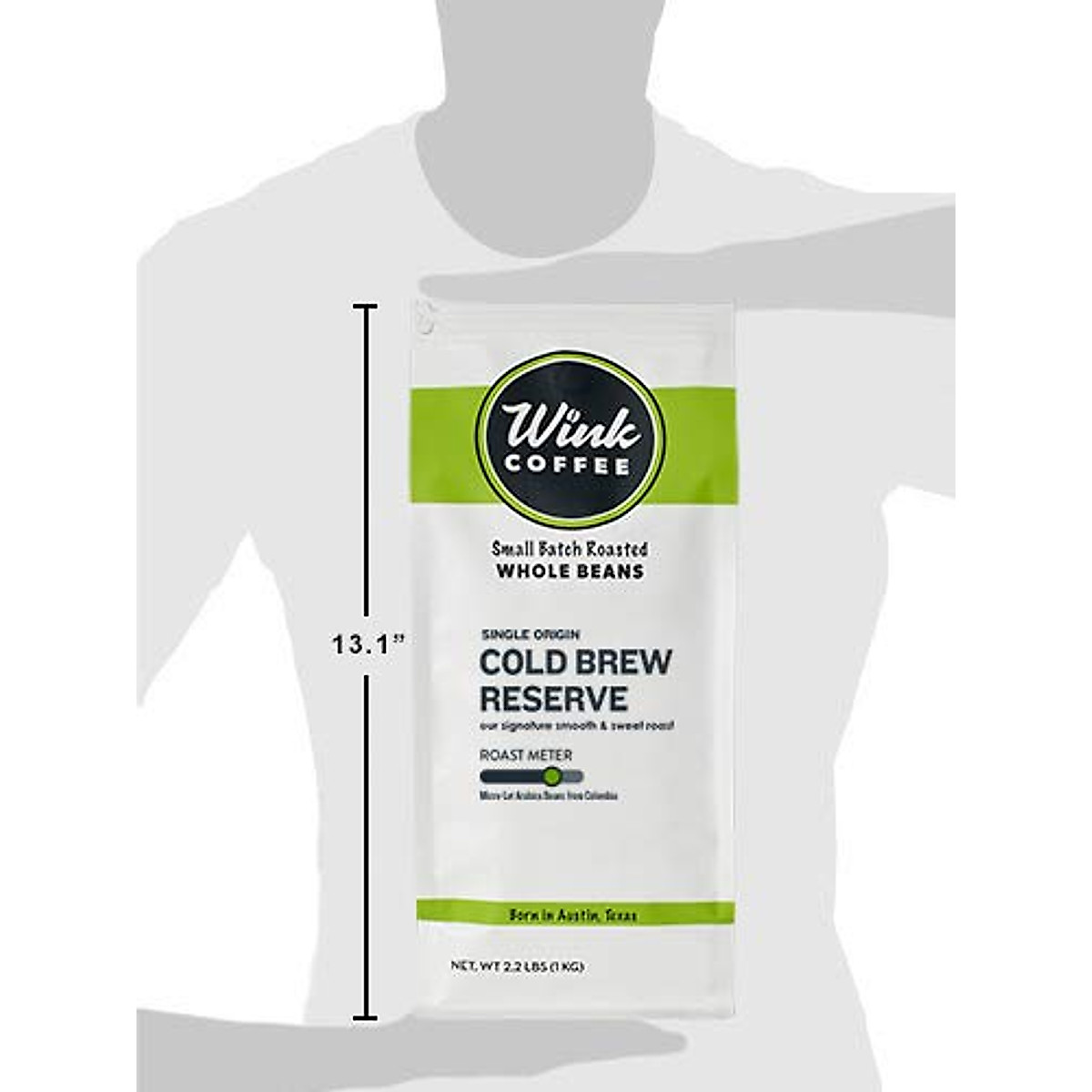 Wink Coffee Cold Brew Reserve Whole Bean Coffee, Large 2.2 Pound Bag, 100% Arabica Coffee Beans, Single Origin Colombian Andes, Smooth, Bold & Sweet
