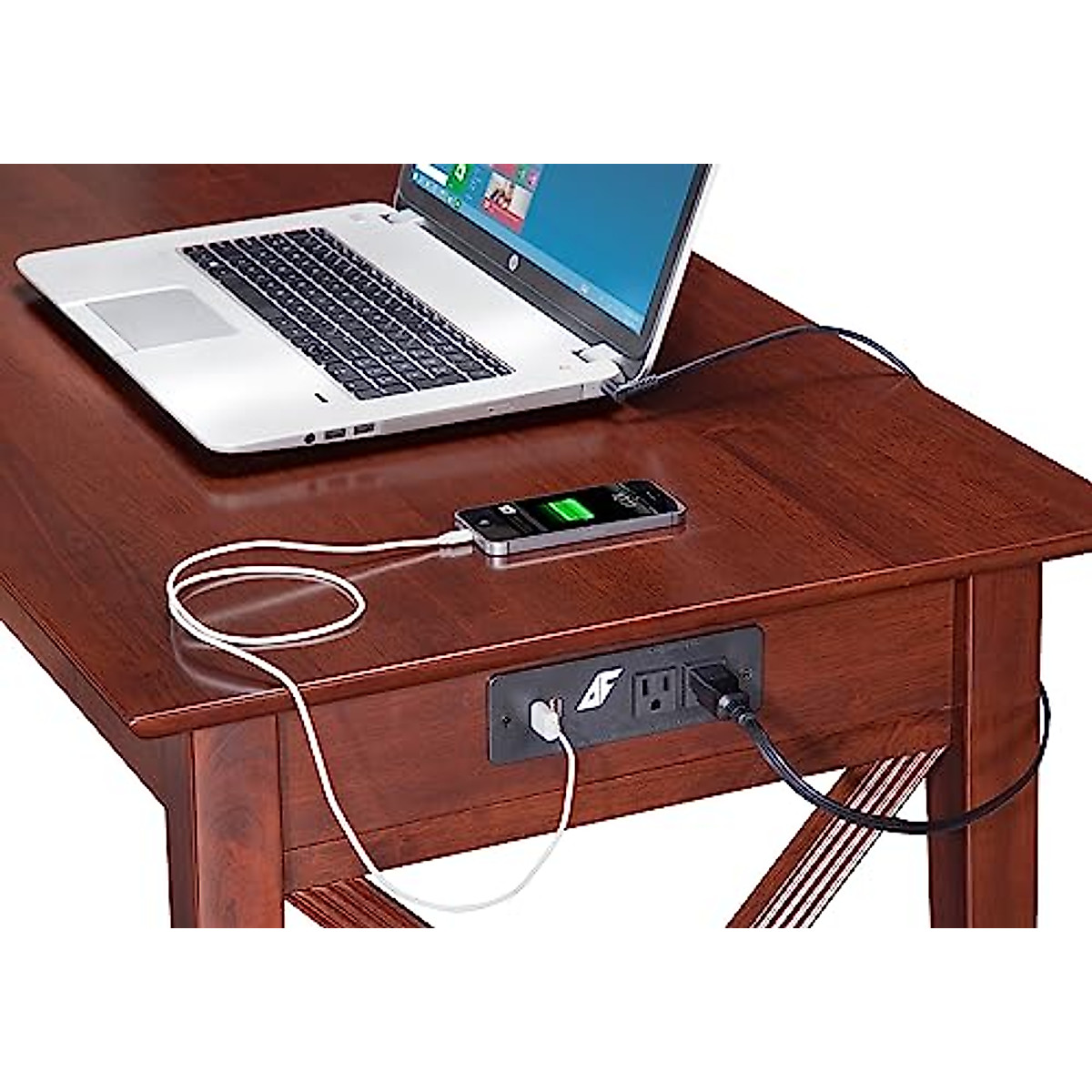 AFI Lexi Desk with Drawer and Charging Station, Walnut