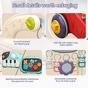 ATUTEN Baby Play Mat Baby Gym,Baby Learning Walker Kick and Play Piano Gym Activity Center mat with 5 Infant Learning Sensory Toys, Music and Lights-Infant Play mat for Infant Newborn Toddlers