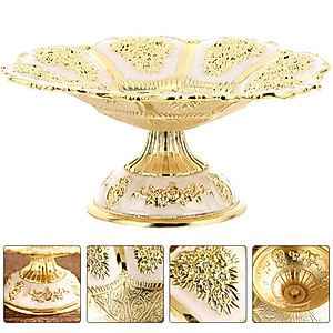 UPKOCH Buddhist Fruit Tray Offering Plate Footed Fruit Bowl Decorative Centerpiece Pedestals Bowl for Home Restaurant Party Fruit Candy Golden