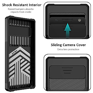 Nvollnoe Google Pixel 6 Case with Sliding Camera Cover, Magnetic Kickstand, Heavy Duty Protective Case for Pixel 6-6.4 inch (Black)