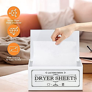Acrylic Laundry Dryer Sheets Holder Fabric Softener Dispenser with Lid for Laundry Room Decor, Clear Fabric Softener Sheets Container Box Laundry Organization and Storage