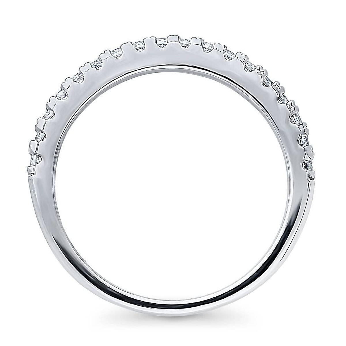 BERRICLE Sterling Silver Wedding Rings Pave Set Cubic Zirconia CZ Half Eternity Ring for Women, Rhodium Plated Size 5