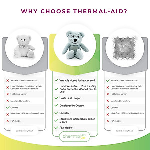 Thermal-Aid Zoo Animals - Mini Buckley The Blue Bear - Heatable Therapeutic Stuffed Animals for Kids - Hot & Cold Therapy - Ice Pack & Heating Pack - 3.15 x 2.6 x 9.3 in