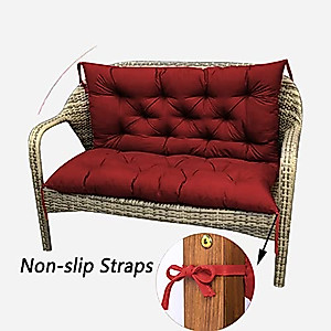 NENIUX Swing Replacement Bench Cushions, Anti-Skid Garden Patio Backyard Seat Cushions 2 3 Seater Porch Bench Pads with Backrest for Outdoor Furniture Wooden Bench,59 * 40 * 3inch,Navy