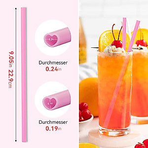 Prurex 50pcs Pink HeartShaped Straws,Individually Wrapped Disposable Drinking Straws for Valentines day/Wedding/Birthday Party/Cocktail Supplies
