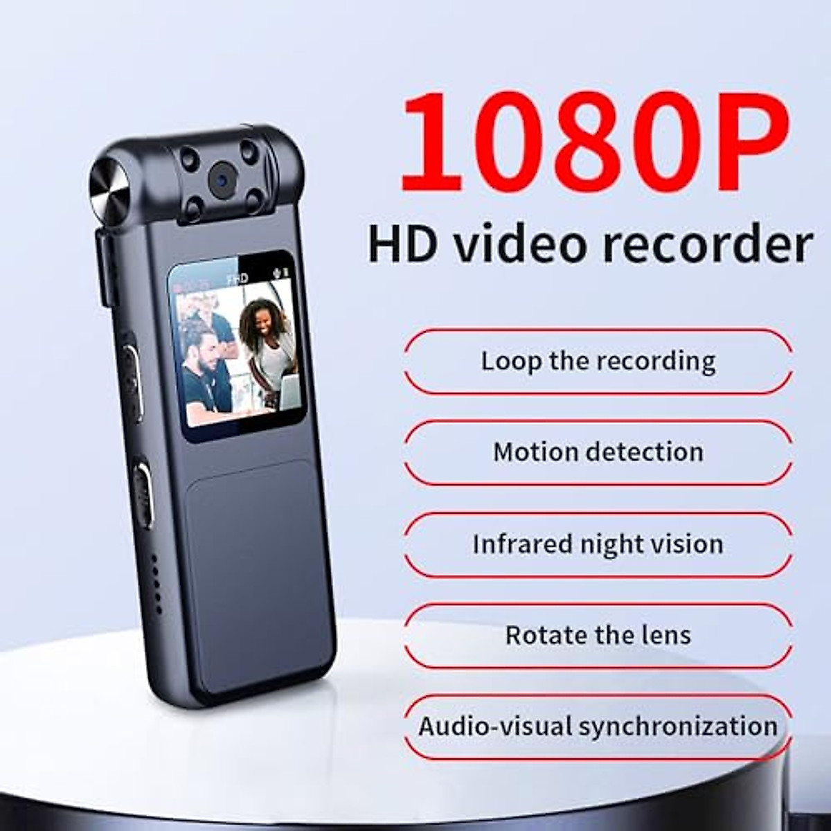 Uxsiya Portable Back Clip Magnetic Camera 16G 1080P HD Sports Cameras with 180 Degree Rotating Lens