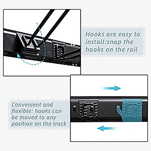 Pure Tech Garage Wall Mount Tool Organization Storage Rack, Home Garden Shovel Holder Garage Storage System with 6 Removable Hooks and 3 Board, 47Inch Heavy Duty Steel Tool Hanger Max Load 265lb