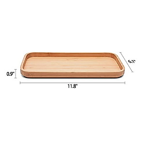 Satu Brown Bathroom Jars with Bamboo Tray, Qtip Holder, Cotton Ball Swab Pad Round Holder