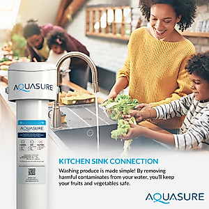 Aquasure Fortitude Compact 10K Gallons Under Sink Multi-Purpose Replacement Filter with Carbon/KDF/Siliphos Anti-Rust Media, Reduces Chlorine, Chemicals, Scale, Bad Taste & Odor for AS-FC50-CKS