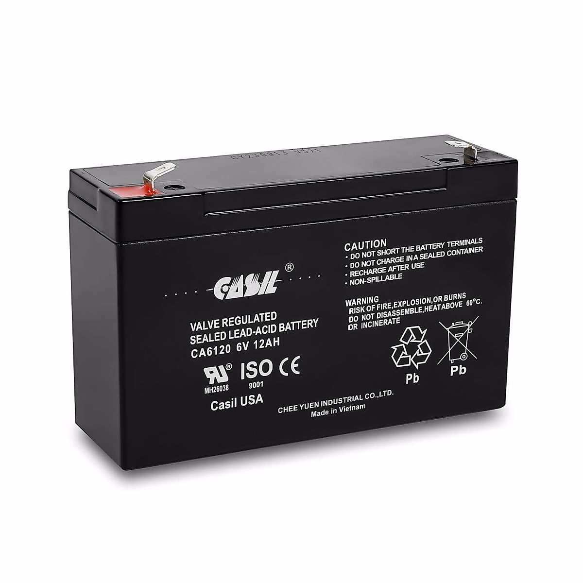 Casil Emergency Light Battery 6v 12ah CA6120 6v 12ah Battery Sealed Lead Acid AGM with F2 Terminal for 6v Emergency Light Battery - VRLA 6v Battery 12ah