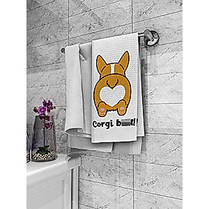 Dibor Guess What Corgi Kitchen Towels Dish Towels Dishcloth,Cute Corgi Decorative Absorbent Drying Cloth Hand Towels Tea Towels for Bathroom Kitchen,Dog Lovers Girls Women Gift(Set of 2)