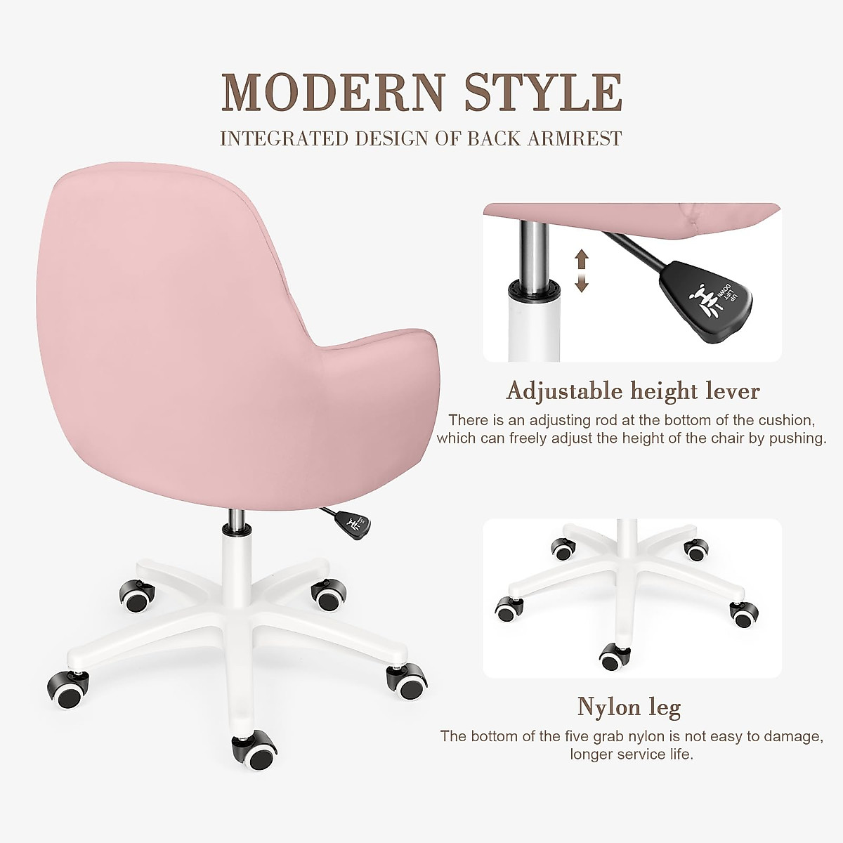 HDHNBA Cute Office Chair Home Computer Chairs Adjustable Task Chairs Modern Office Chair Makeup Chair 360° Swivel Computer Chair Mid Back Chair.