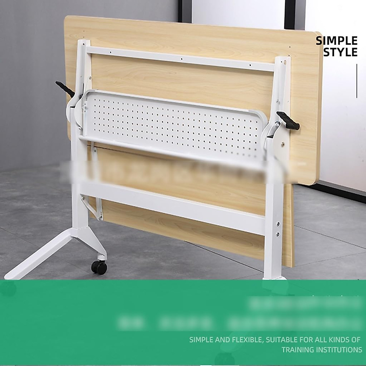 Foldable Meeting Table,Flip Top Mobile Training Table with Modesty and Lockable Wheels, Wood Tabletop, Metal Frame (Color : A, Size : 120 * 40 * 75cm)