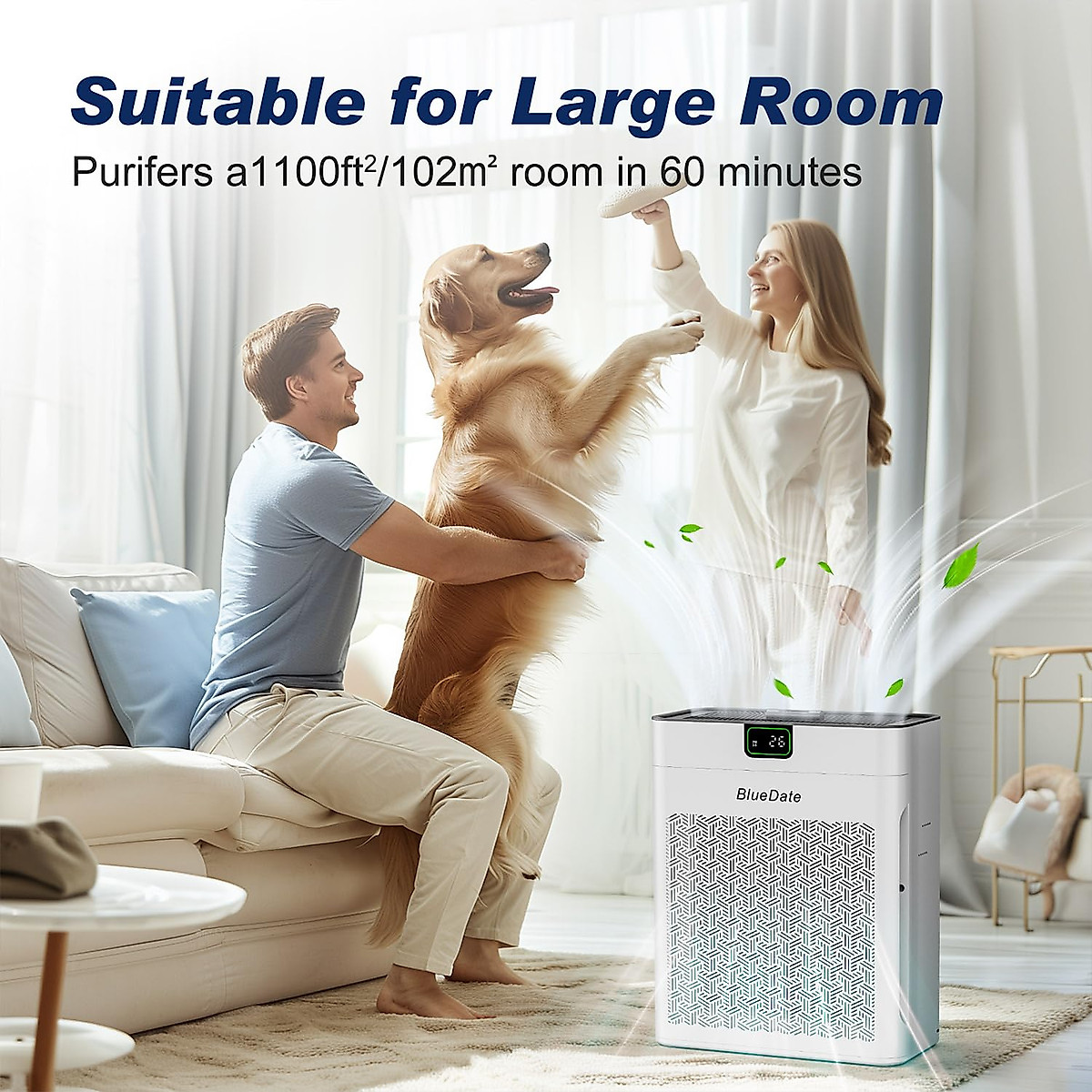 Air Purifiers for bedroom with PM 2.5 Display Air Quality Sensor,Remove Pet Hair Dust Smoke Pollutants Odor, 25dB Sleep Mode, Timer,Aromatherapy,HEPA Air Purifier for Home Large Room up to 1100 Sq Ft