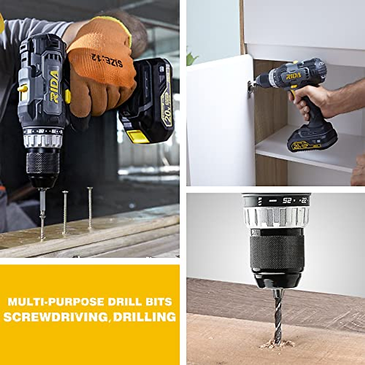 RIDA 21Pcs Steel Drill Bits High Speed Steel Jobber Length Twist Drill Bit Set 1/4" for Hardened Metal, Stainless Steel, Cast Iron, Plastic and Wood