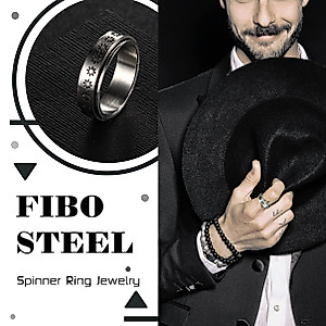 FIBO STEEL Stainless Steel Spinner Ring for Women Men Fidget Band Rings Flower Ring Set for Stress Relieving Wedding Promise Size 7