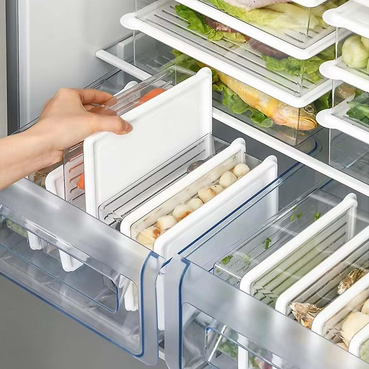 8 Pack Bacon Keeper for Refrigerator, Deli Meat Saver Container with Airtight Lid, Cold Cuts Cheese Holder for Fridge Food Refrigerator Storage Box, Christmas Cookie