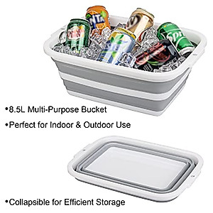 2 Pack Portable Sink with 2.25 Gal / 8.5L Each, Collapsible Tub for Washing Dishes, Outdoor, Camping and Hiking, Wash Basin for Home and Garden, Storage Bins for House