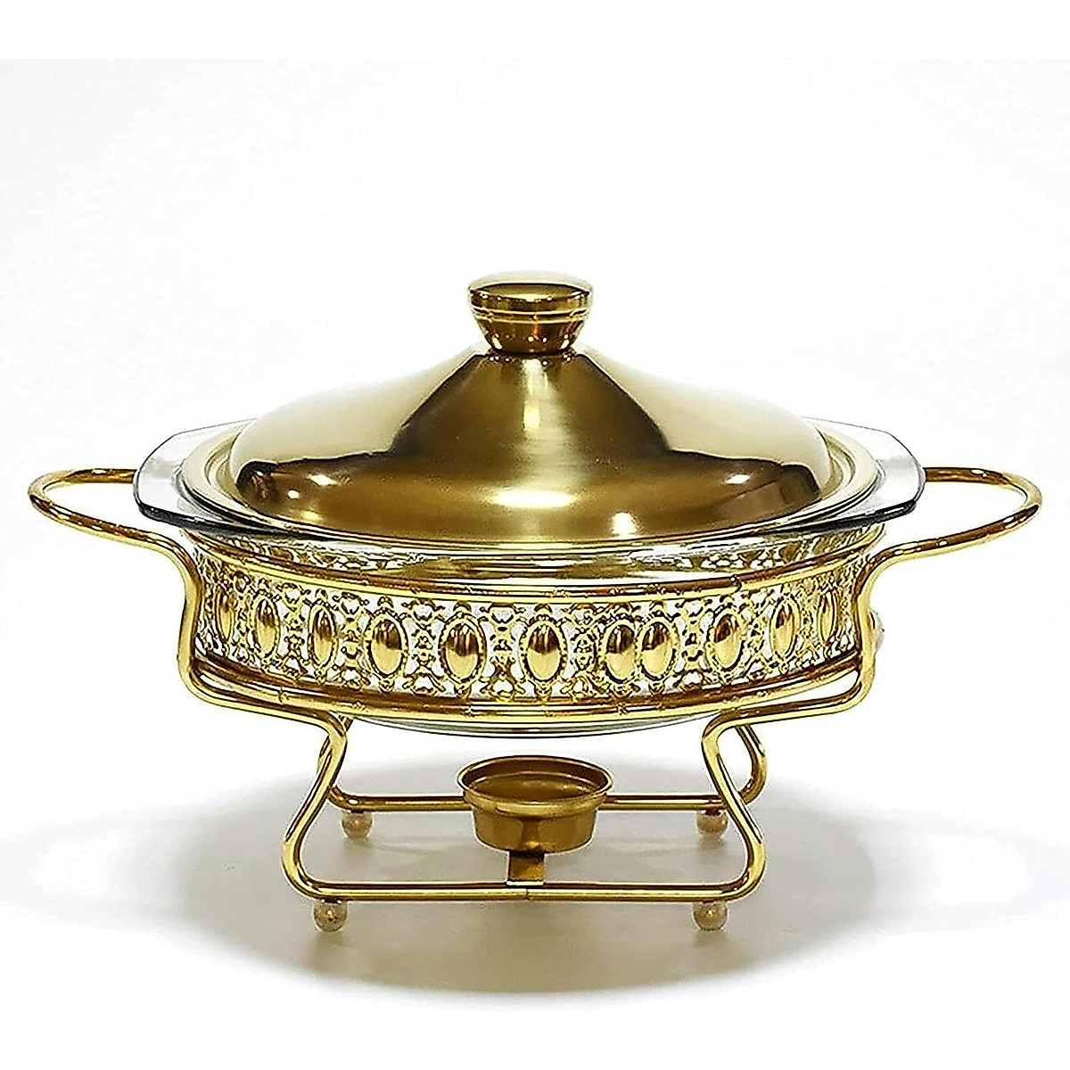 Chef Chafing Dish Buffet Set, Stainless Steel Chafer and Buffet Warmers Sets, Catering Buffet Mini Hot Pot Outdoor Picnic Household (Gold)