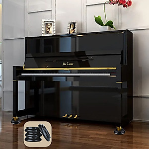 Upright Piano Caster Cups,Premium Quality Hardwood Piano Caster Pads Furniture Leg Pad Set of 4,with Non-Slip Moisture-Proof& Anti-Noise Felt Pads for Hardwood Floor Protectors ((Hardwood-Black)