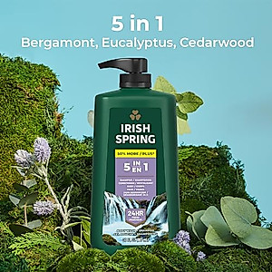 Irish Spring 5 in 1 Body Wash for Men, Men's Body Wash, Smell Fresh and Clean for 24 Hours, Conditions and Cleans Body, Face, and Hair, Made with Biodegradable Ingredients, 30 Oz Pump