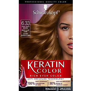 Schwarzkopf Keratin Color Permanent Hair Color Cream, 6.33 Light Golden Brown