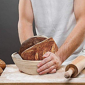 2 Pack Sourdough Proofing Baskets Set 6 Inch Dough Proofing Rising Rattan Basket Round Brotform Banneton Bread Basket With Linen Liner For Home Bakers