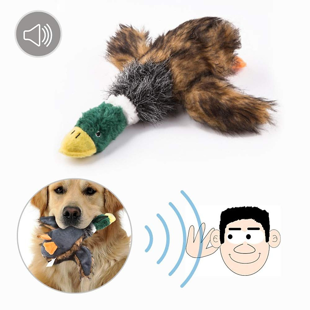 AOTOHOOPE Dog Toys for Aggressive Chewers, Pet Mallard Duck Dog Toy, Squeaky Plush Puppy Dog Toy for Small Dogs - 2 Pieces