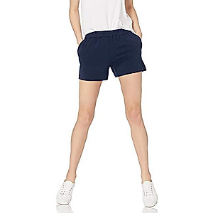 Amazon Essentials Women's Classic-Fit Knit Pull-On Short, Navy, Small