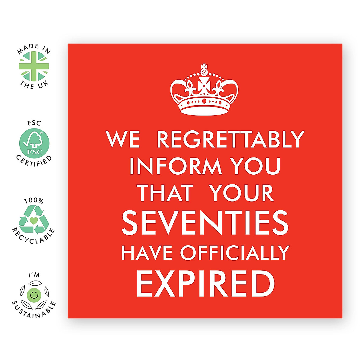 CENTRAL 23 Happy 80th Birthday Card - 'Seventies Have Expired' - Funny Birthday Cards for Women Men Age 80 - Dad Mom Grandad Nana - 80 Year Old - Comes With Fun Stickers