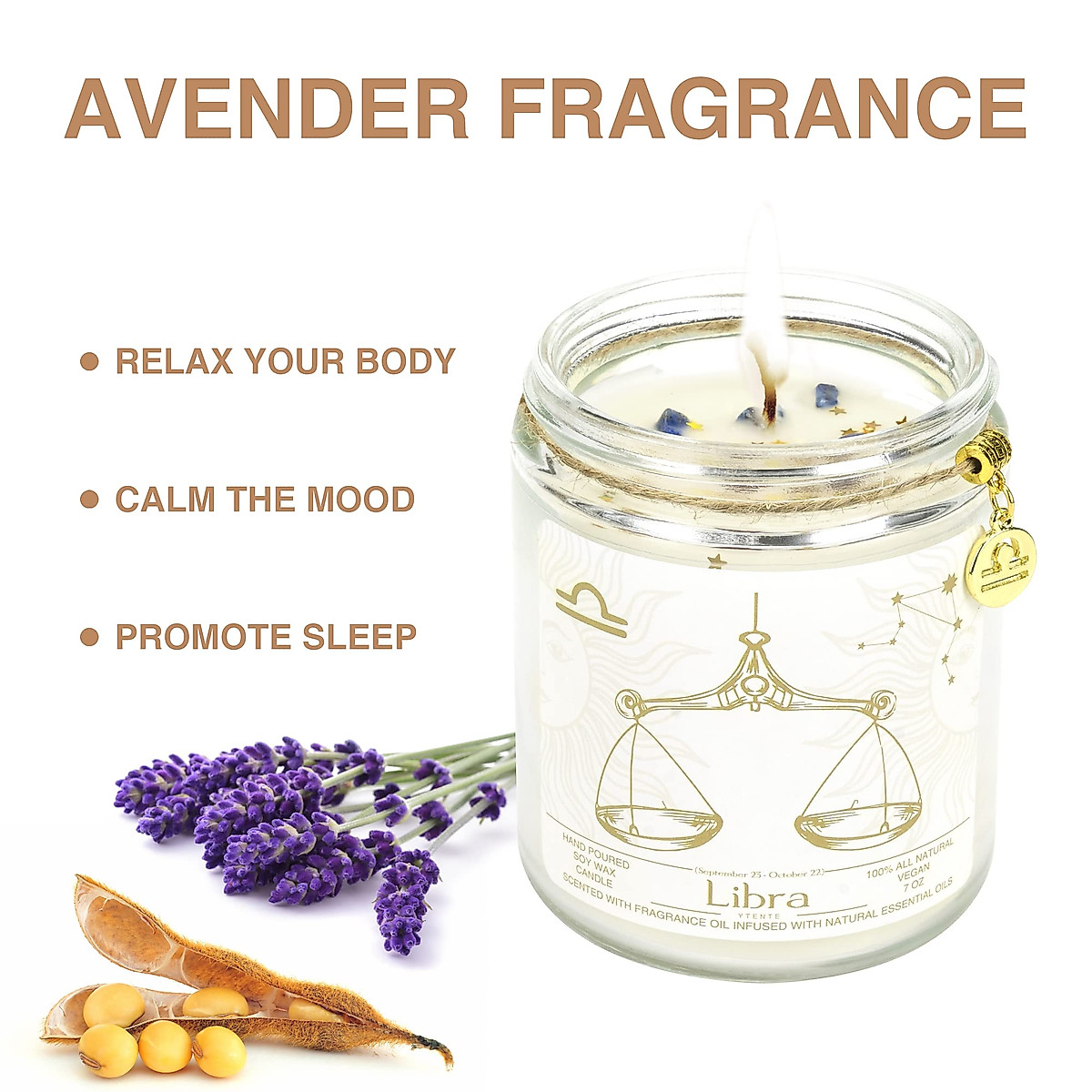 YTENTE Libra Gifts for Women, Zodiac Sign Libra Crystal Candles,Astrology Gifts Scented Soy Candles Gifts for Women Sister Mom Daughter Birthday Gift