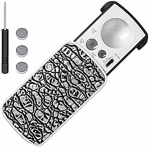 Jewelry Loupe Magnifier with LED Light, AFUNTA 30X,60X,90X Pocket Magnifying Glass for Rocks Stamps Coins Watches Hobbies Antiques Models Photos - Silver