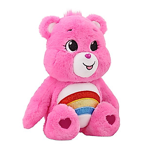 Care Bears 18" Plush - Cheer Bear with Glitter Belly Badge - Soft Huggable Material!, Pink