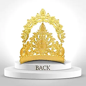 Vedic Vaani Elegant Navratri Goddesses Maa Navdurga Sherawali MATA Multicolour Gemstones Decorative Mukut/Crown/Handmade Designer Taj for Navdurga Festival, Puja, Goddess Idol/Statue