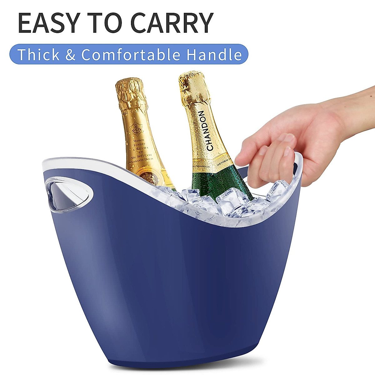 Ice Bucket Wine Bucket,Clear Acrylic 3.5 Liter Plastic Tub for Drinks and Parties, Food Grade, Perfect for Wine, Champagne or Beer Bottles(Blue Purple)