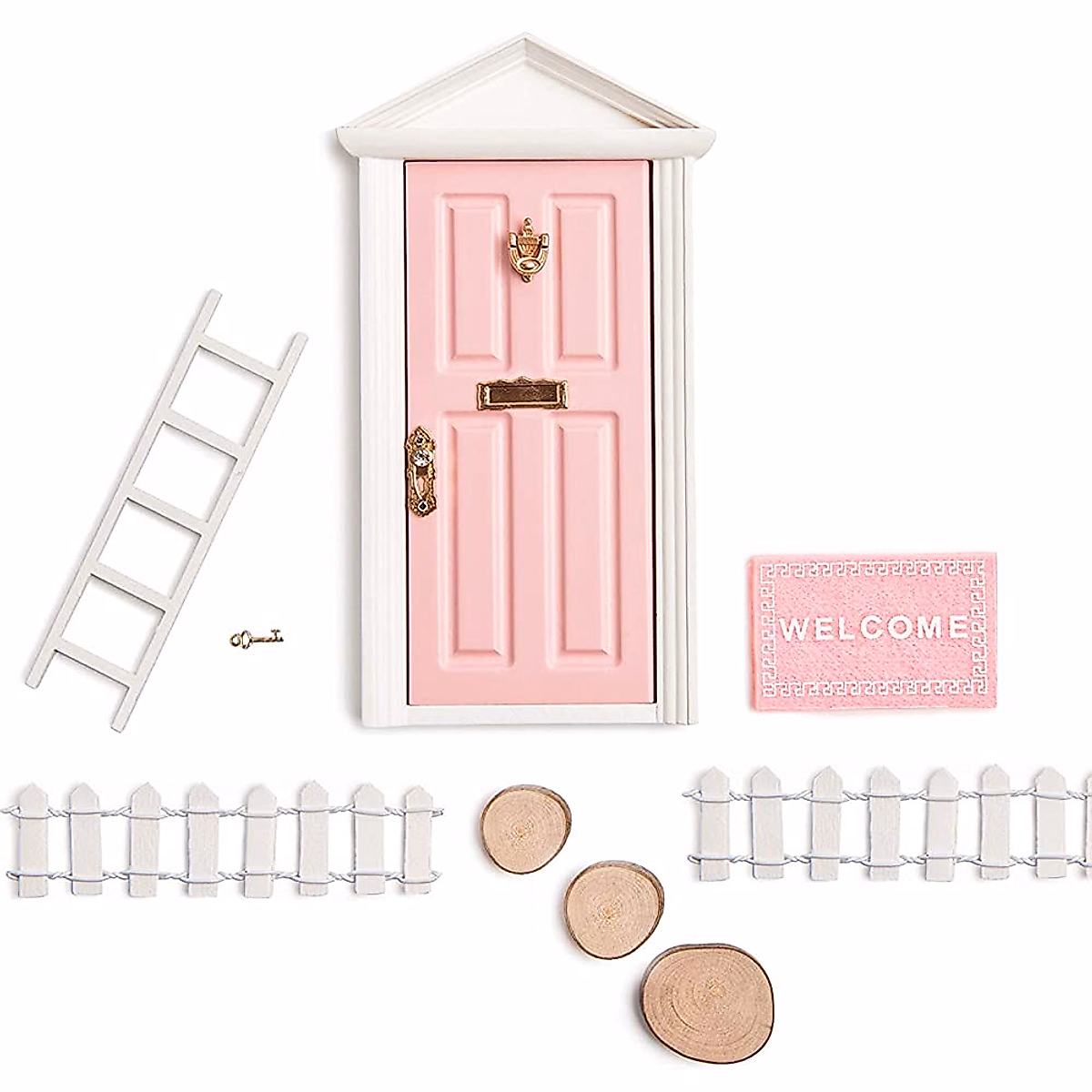 Pink Little Tooth Fairy Door Kits That Open with Fairy Garden Accessories Miniature Decorations for Kids Room