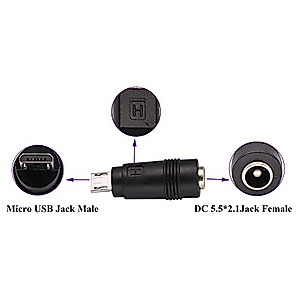 AAOTOKK Micro DC Power Adapter DC5.5x2.1mm to Micro USB 5V DC Power Supply Charging Cables Connector for Cellphone, Tablet,MP3 and Micro USB Device.(2Pack-Micro)