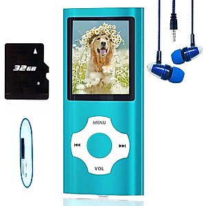 MP3 Player / MP4 Player, Hotechs MP3 Music Player with 32GB Memory SD Card Slim Classic Digital LCD 1.82'' Screen Mini USB Port with FM Radio, Voice Record