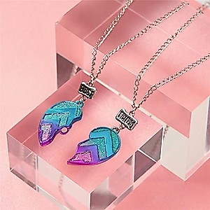 BGSHEMNI Best Friends Necklace, Half Heart Pendant Jewelry for Children, Relationship Love Necklaces, Girls's Best Friend Jewelry,Friendship Gift Friends Birthday Party Favor