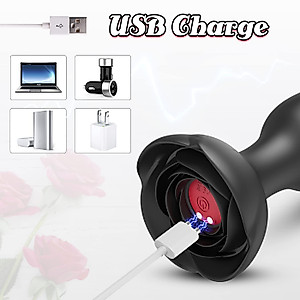Sex Toys Vibrating Anal Plug - Anal Sex Toys Prostate Massager, Remote Control Anal Butt with 10 Modes & Rose Base, Waterproof Silicone Rose Adult Sex Toys & Games(Black)