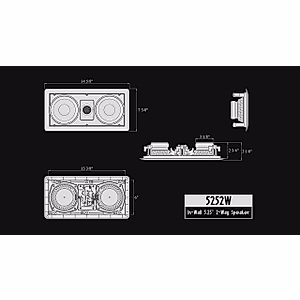 5252W Silver Ticket in-Wall Speaker with Pivoting Tweeter (Dual 5.25 Inch in-Wall Center Channel)