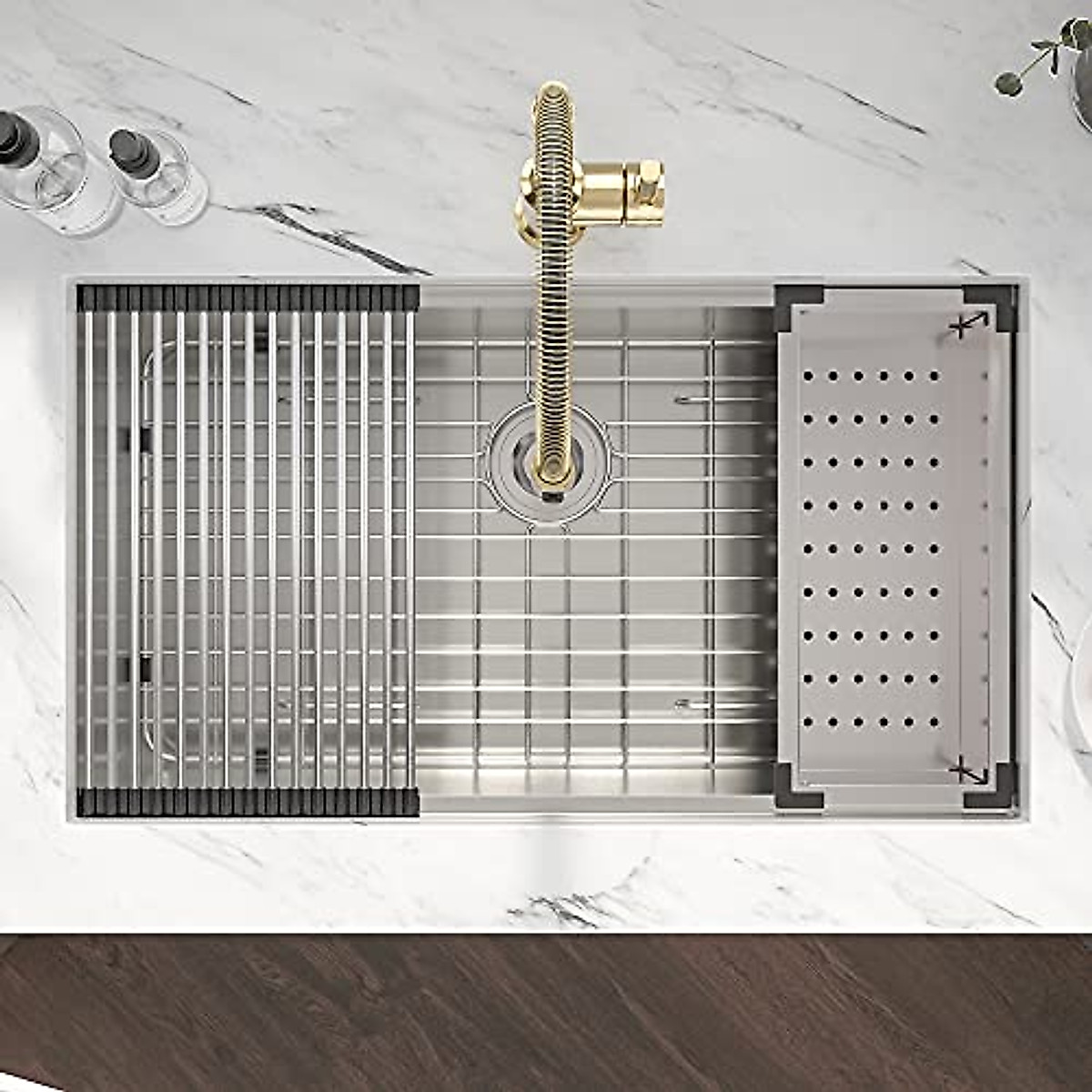 32 Kitchen Sink Undermount - Kichae 32x19 Undermount Kitchen Sinks Ledge Workstation 18-Gauge Stainless Steel Deep Single Bowl Under Counter Kitchen Sink Basin